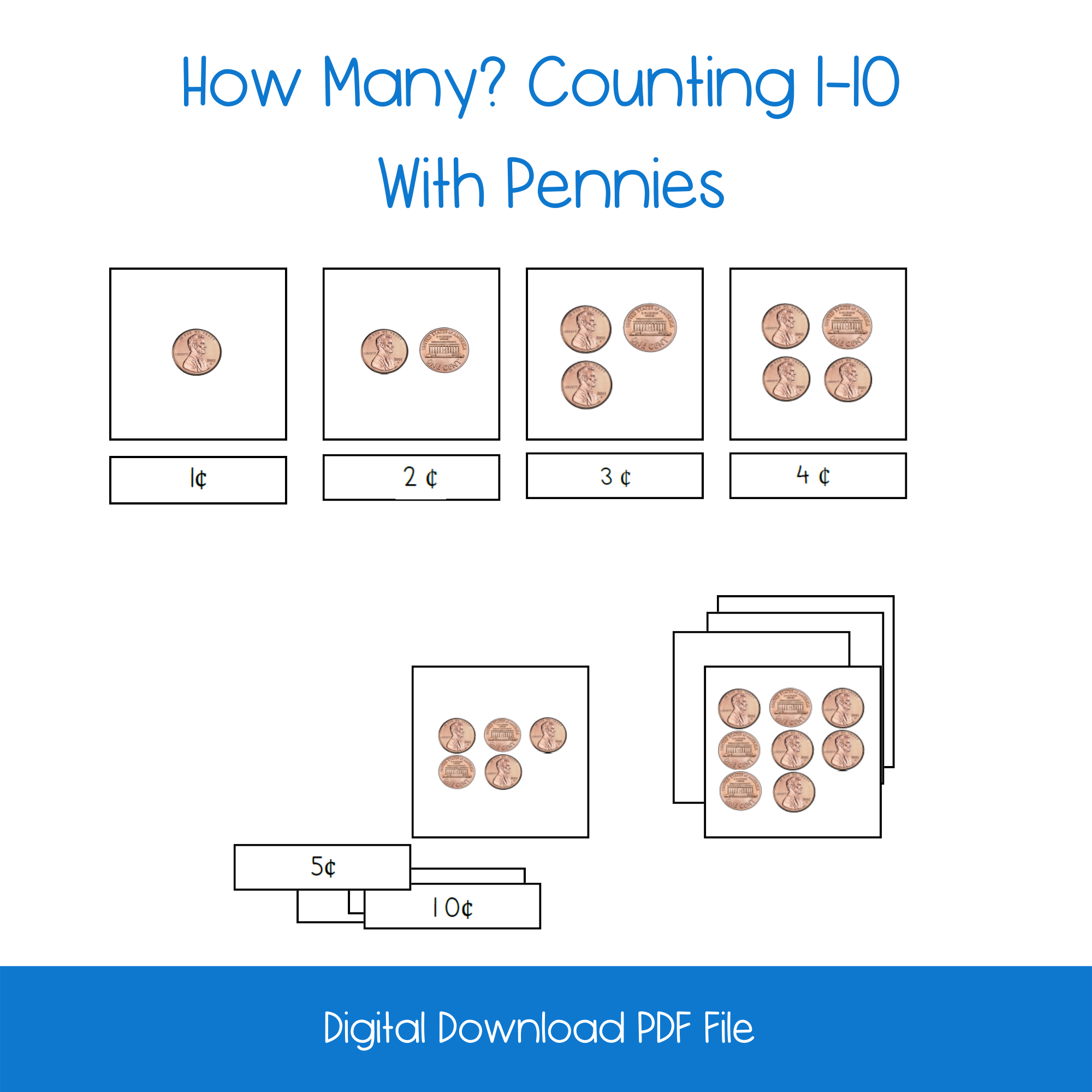 How Many? Counting 1-10 With Pennies Activity Set – Montessori for ...