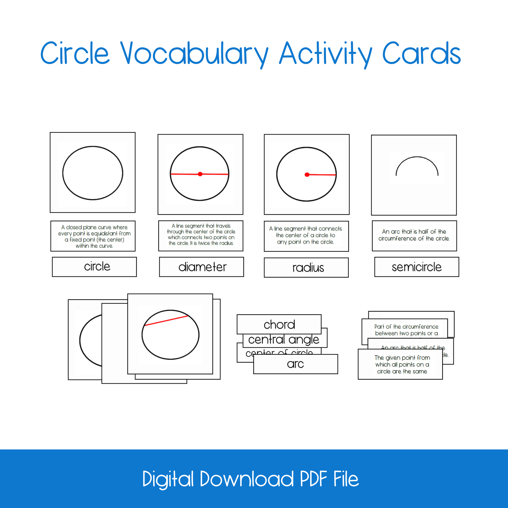 Circle Nomenclature, 3-Part Card, Booklet, Reader Activity Bundle ...