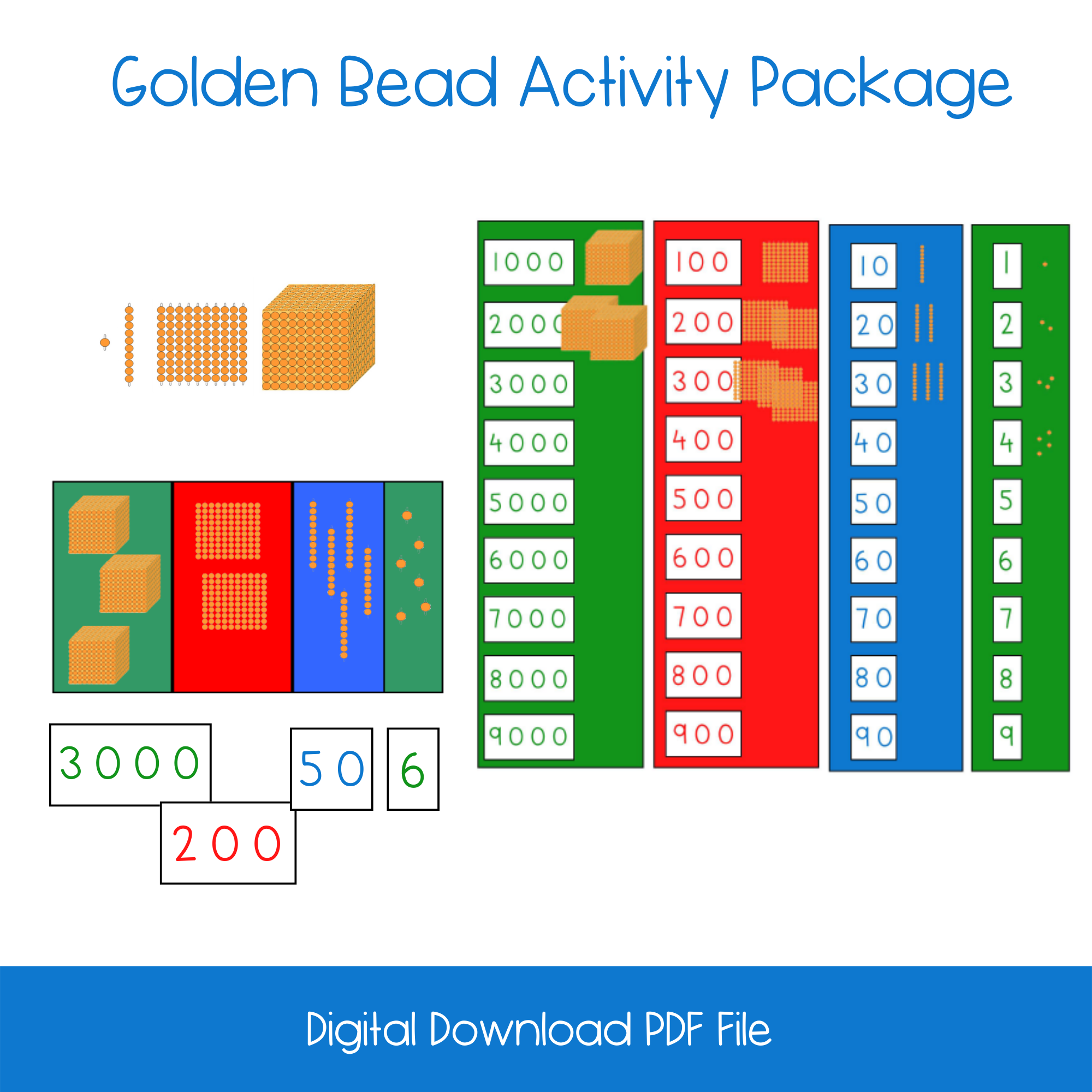Golden Bead Number Sense Activity Package – Montessori for Learning by ...