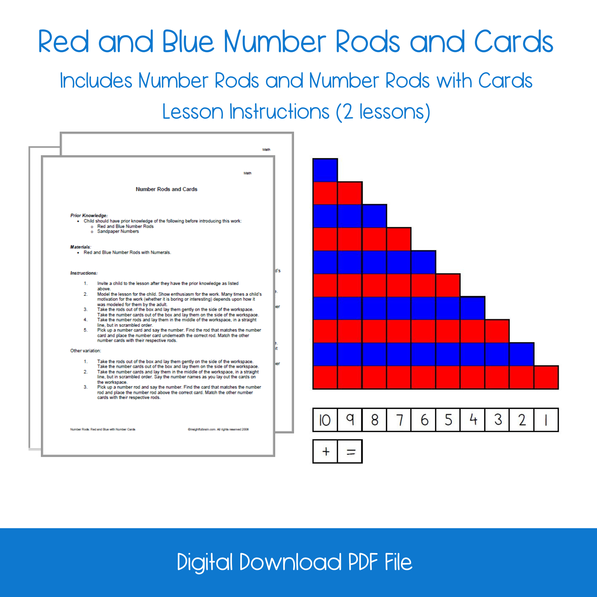 Red and Blue Rods Introductory Activity – Montessori for Learning by ...