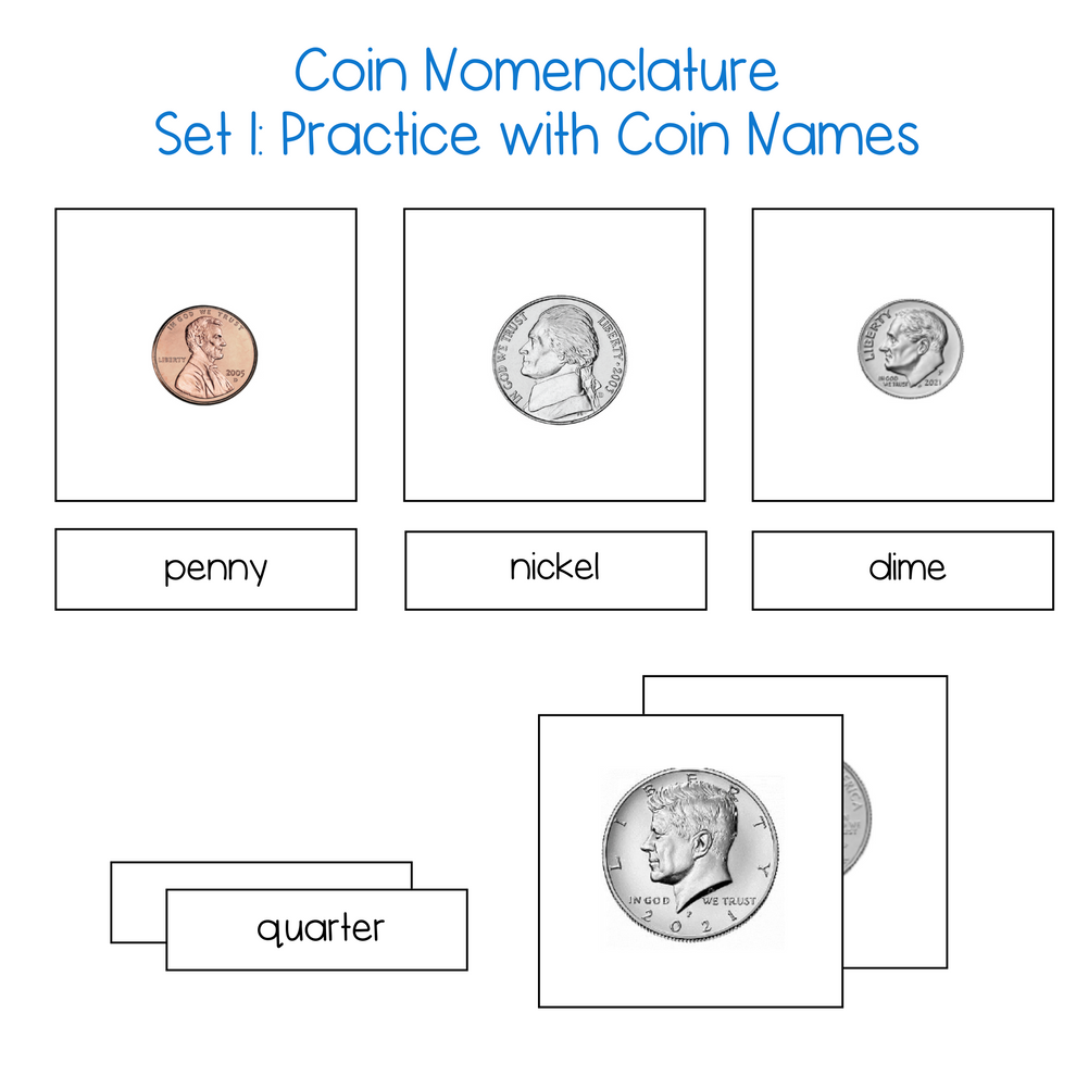 Coin Nomenclature Cards (2 sets) – Montessori for Learning by ...