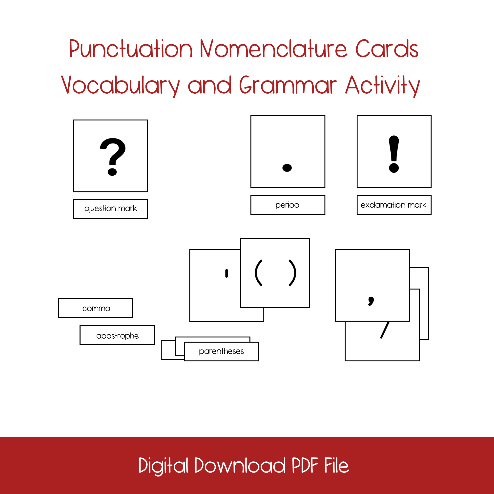 Punctuation Nomenclature Cards Grammar Activity (PDF Downlaod ...