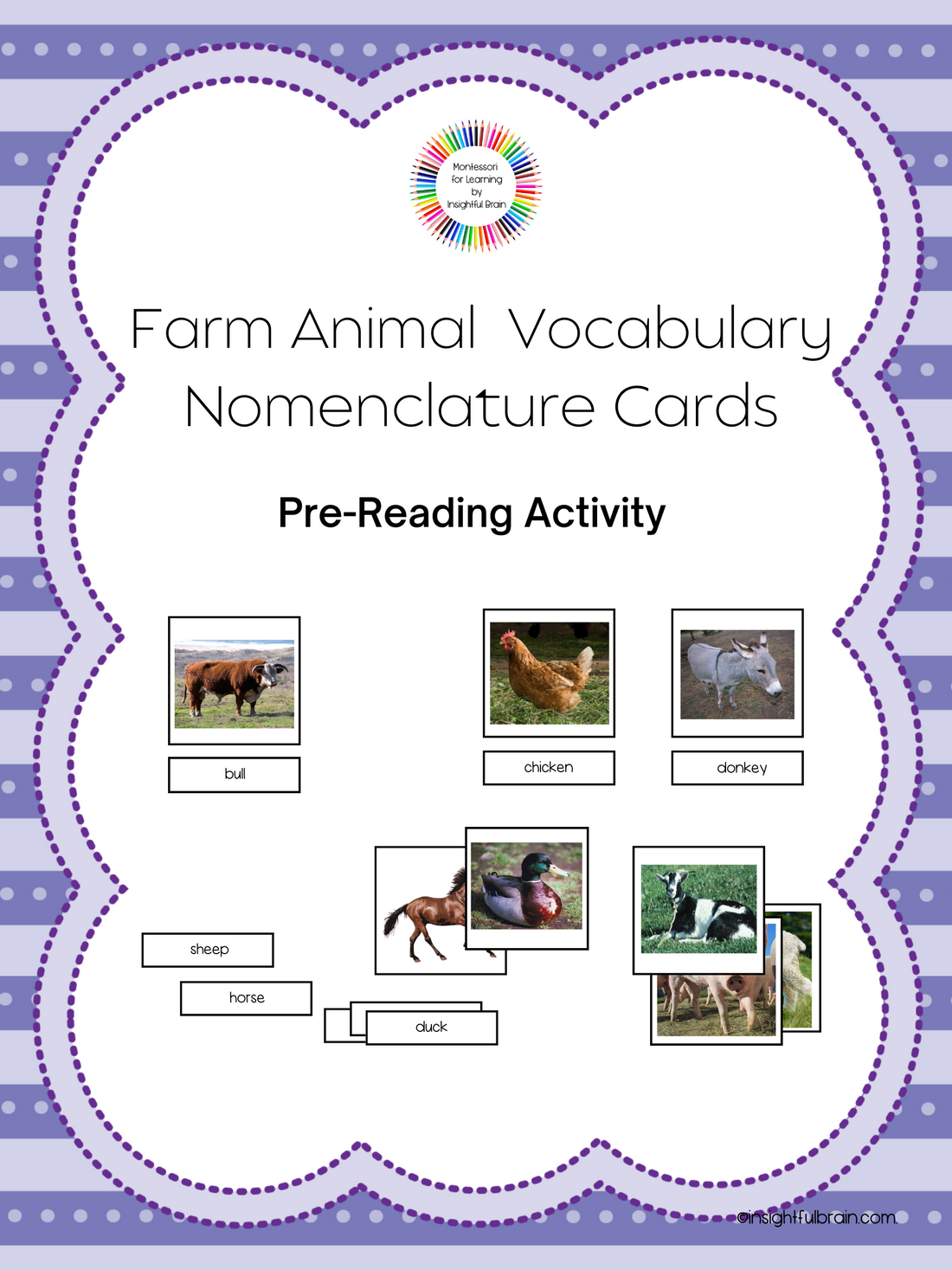 Farm Animal Vocabulary Nomenclature Cards – Montessori for Learning by ...