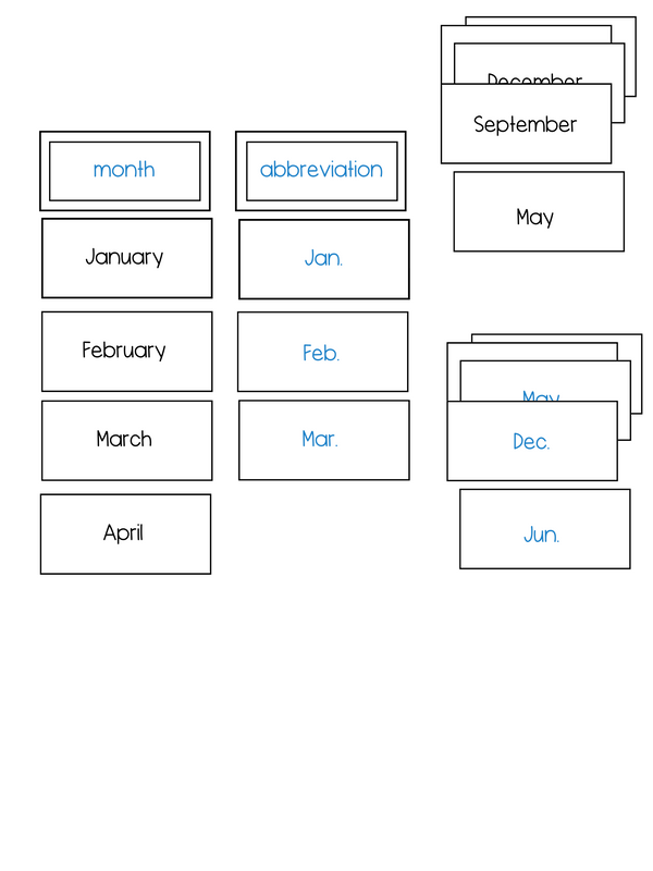 Month/Day of the Week Abbreviation Activity Cards – Montessori for ...