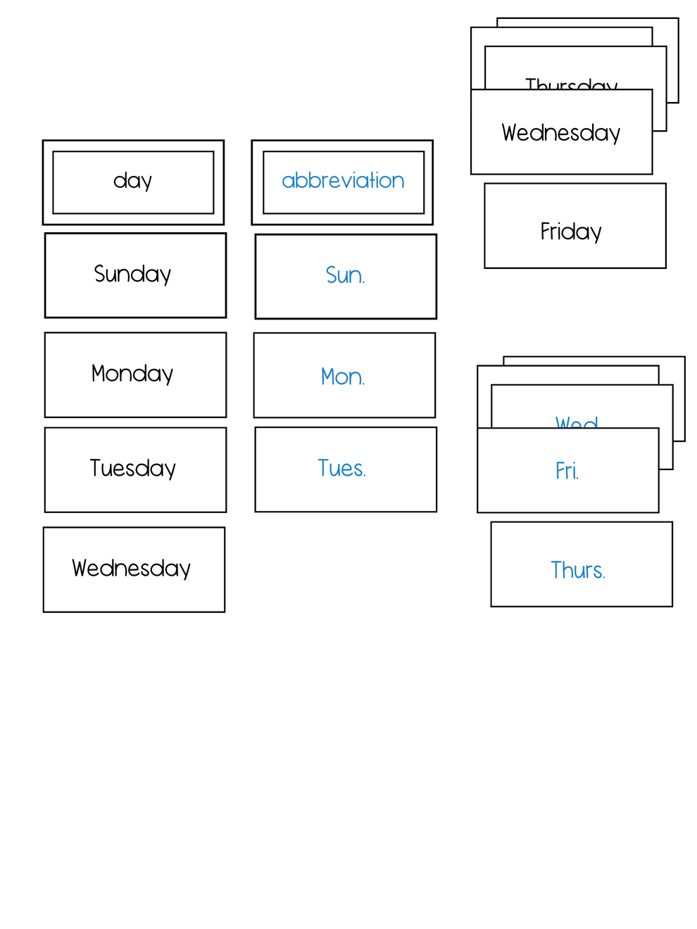 Month/Day of the Week Abbreviation Activity Cards – Montessori for ...