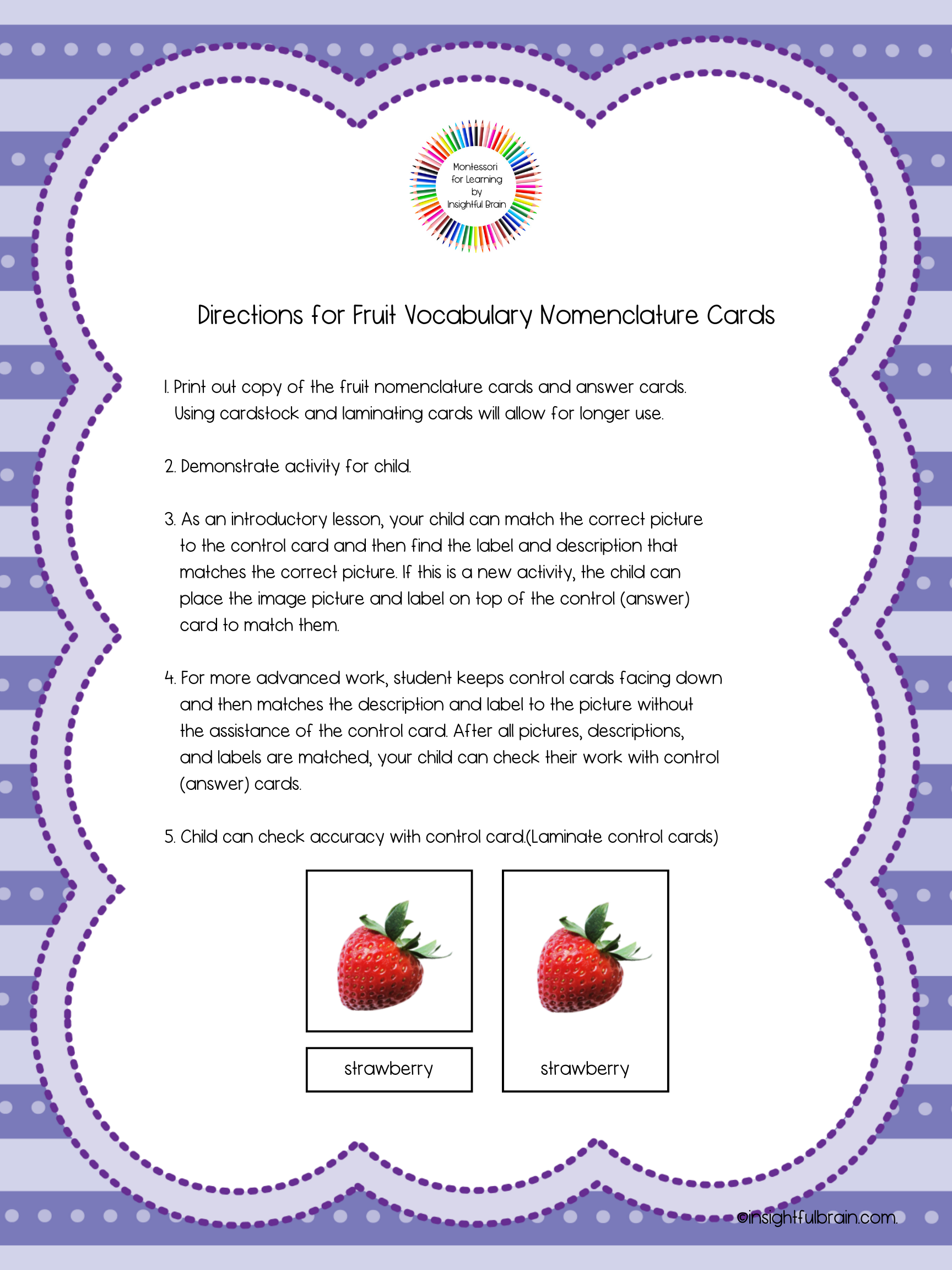 Fruit Vocabulary Nomenclature Cards – Montessori for Learning by ...